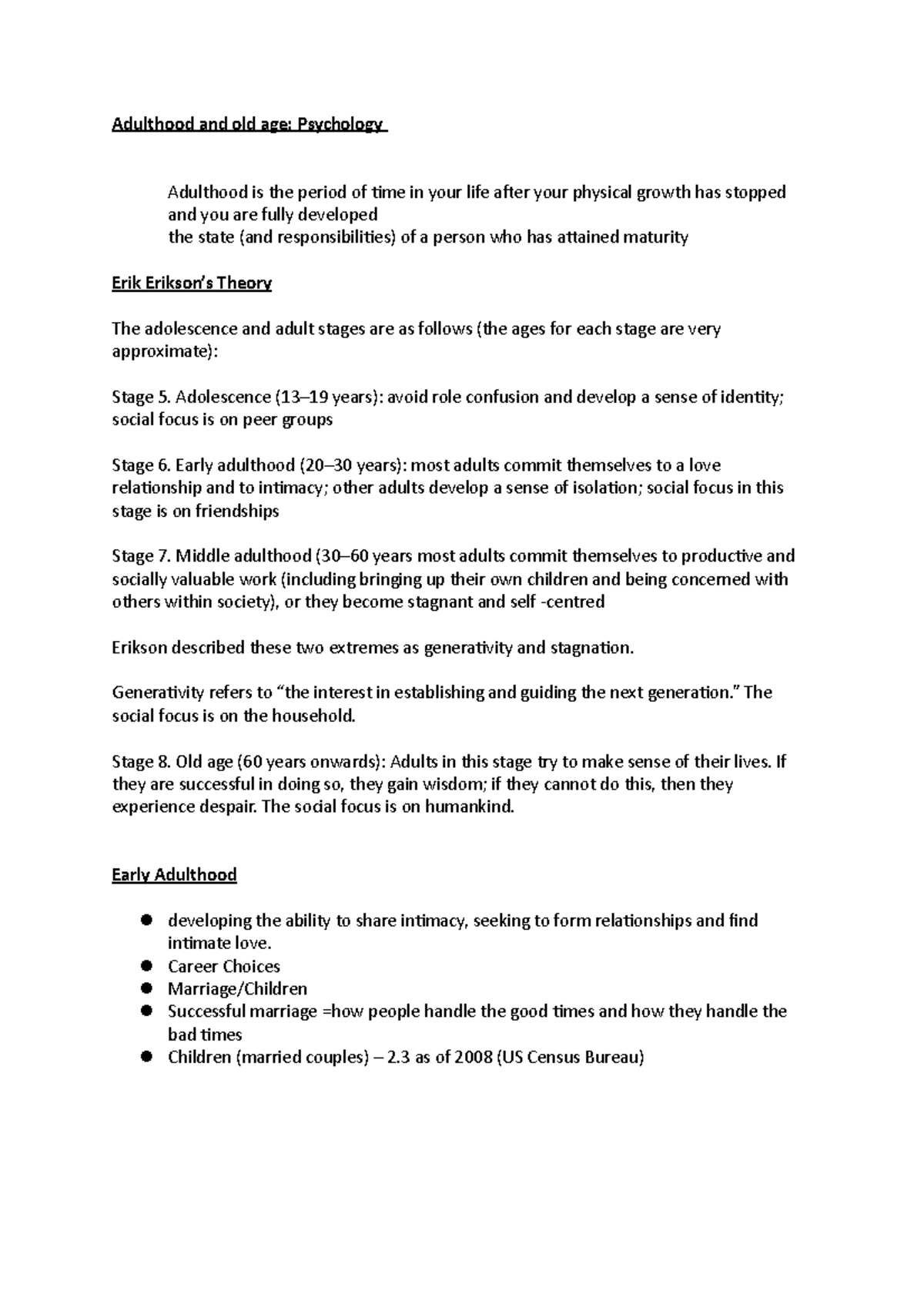 89 Psychology - Adulthood and old age: Psychology Adulthood is the ...
