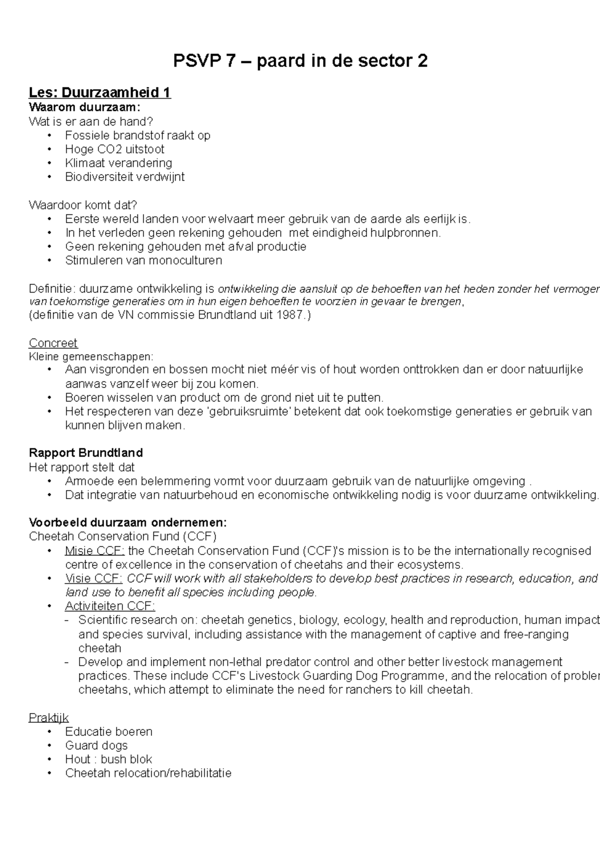PSVP 7 - Lessen T2 - College-aantekening alle colleges - PSVP 7 paard ...