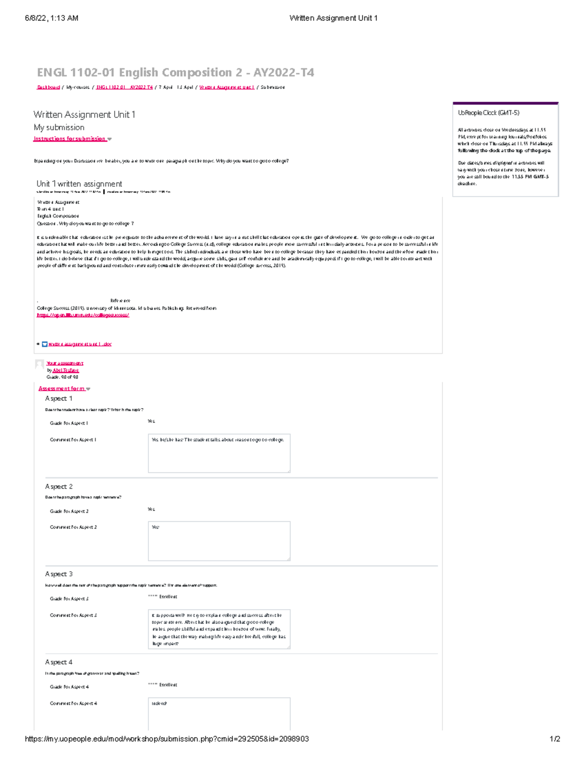 Written Assignment Unit 1of2 6 8 22 1 13 Am Written Assignment Unit
