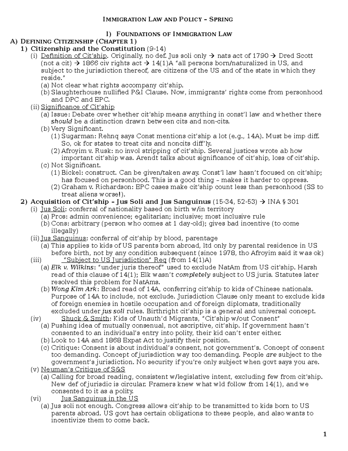 Immigration Lawand Policy - IMMIGRATION LAW AND POLICY – SPRING I ...