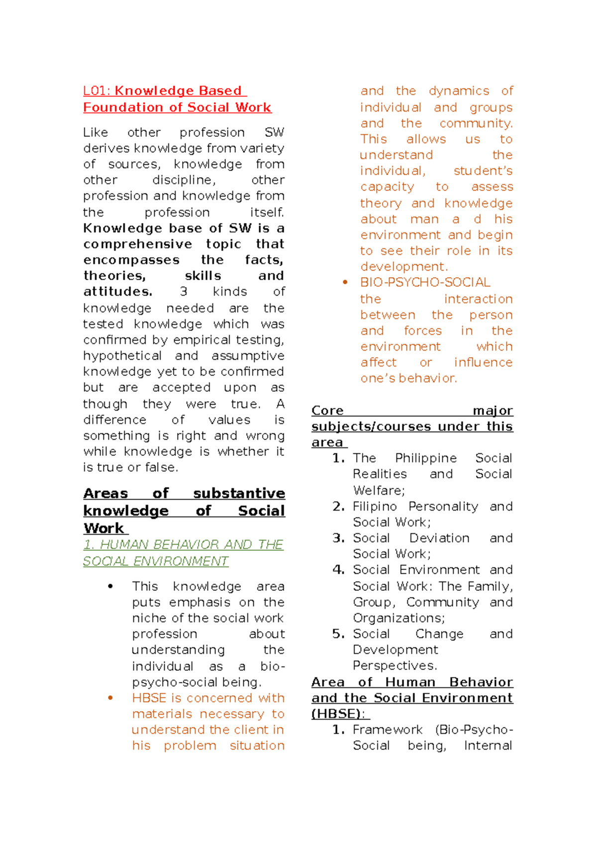 Lecture Reviewer SWRK 125 - L01: Knowledge Based Foundation of Social ...