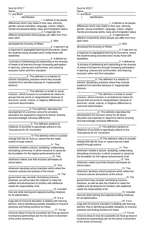 Midterm EXAM FOR ECE 7,8 - Midterm Exam ECE 7-Inclusive Early Childhood ...