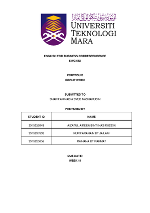 Assignment MGT400 individual - UNIVERSITI TEKNOLOGI MARA CAWANGAN ...