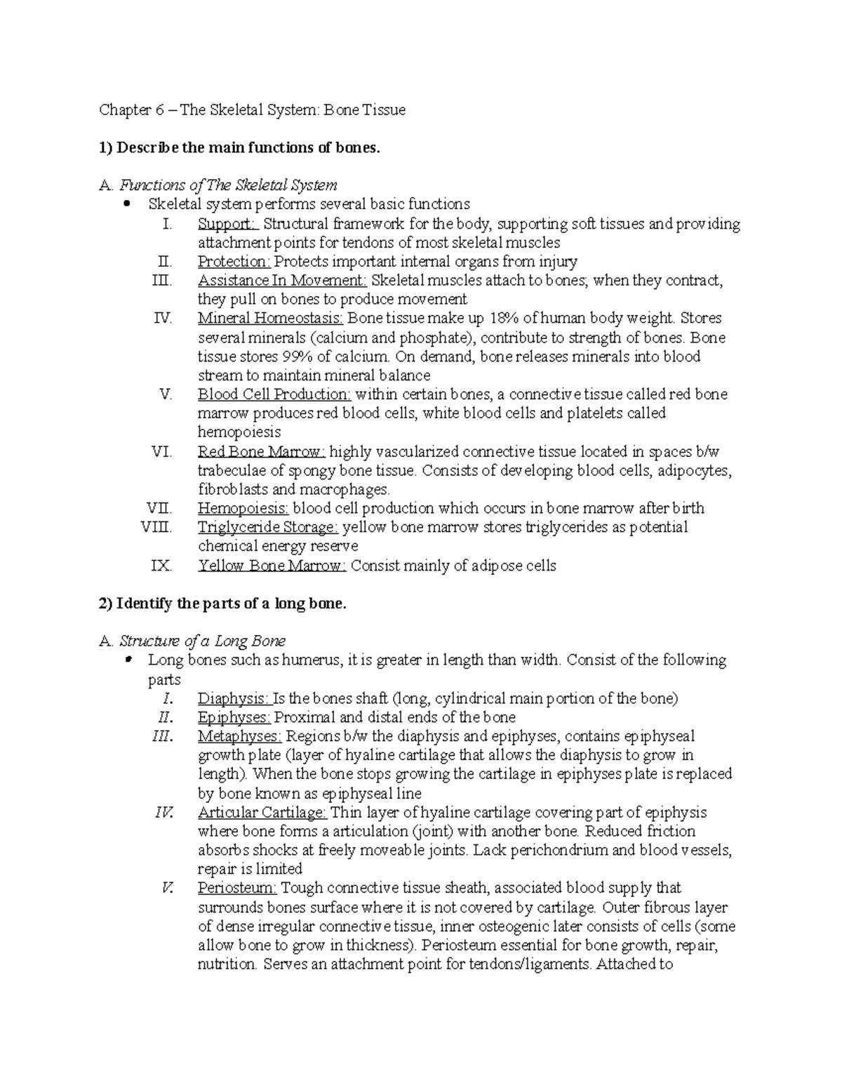Chapter 6 - Lecture notes Chpt 6 - Chapter 6 – The Skeletal System ...
