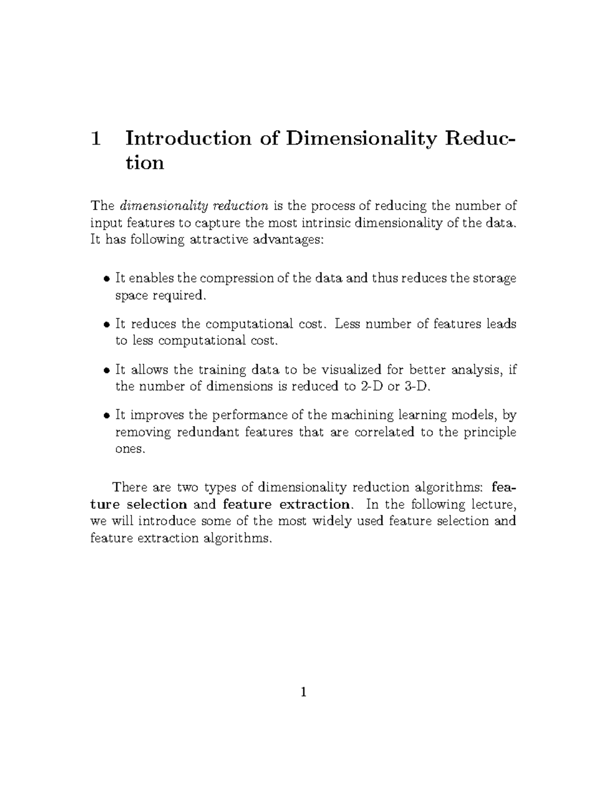 Lec10 dimensionality reduction clean - 1 Introduction of Dimensionality ...