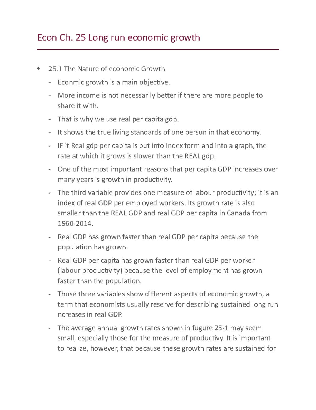 Econ Ch. 25 - This is the chapter notes for Macroeconomics - ECON 502 ...