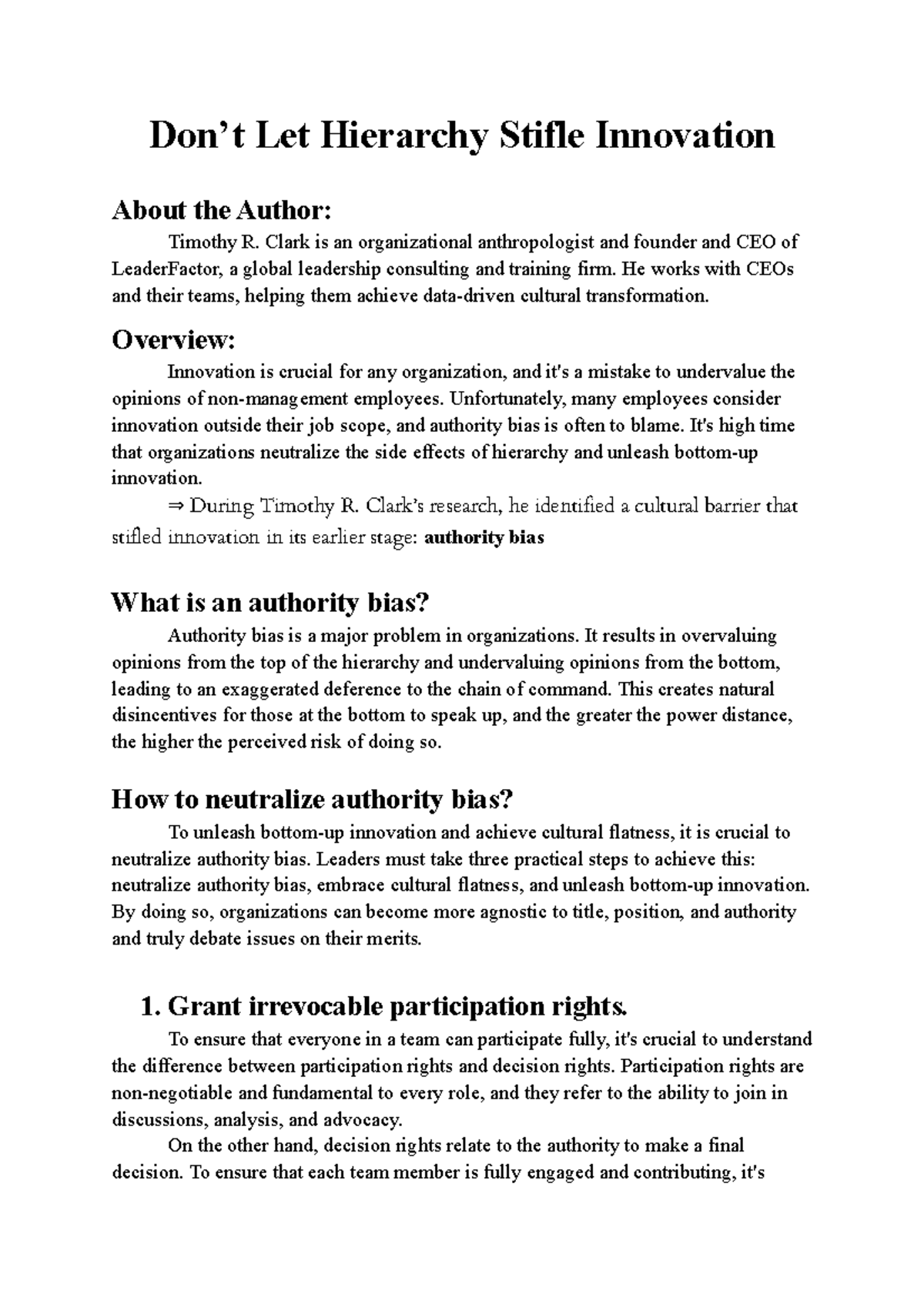 IBC Indi Script - Indiviuals assignment. - Don’t Let Hierarchy Stifle ...