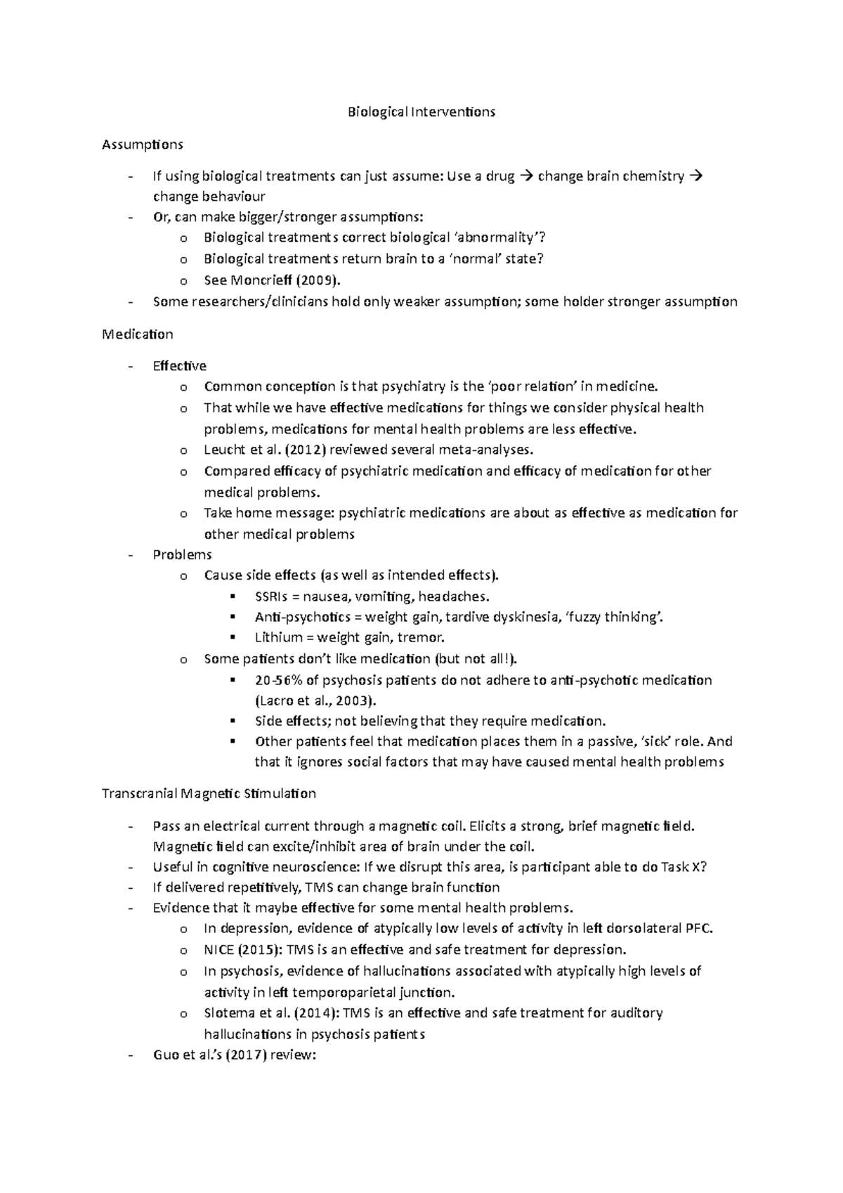 W2L2 Biological Interventions - Biological Interventions Assumptions If ...