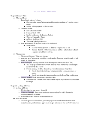 Chapter 6 Cinematography notes - Chapter 6: Cinematography ★ What Is ...