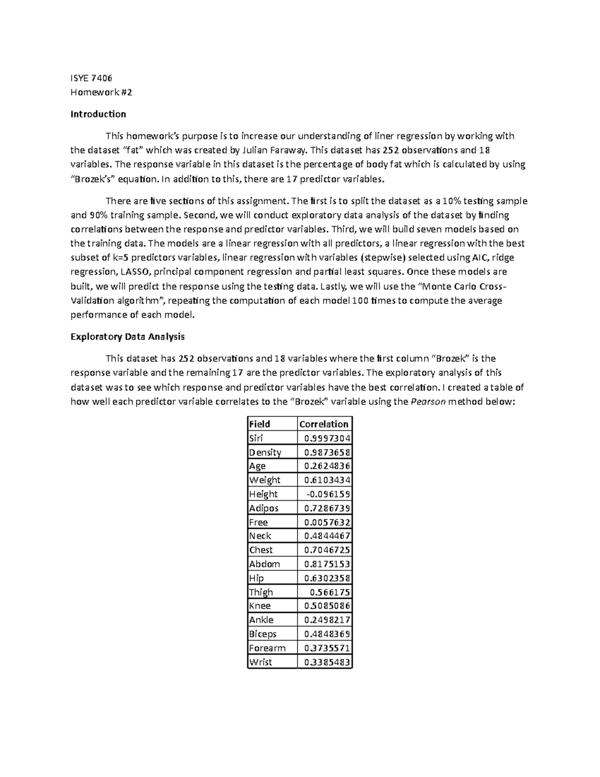 ISYE7406 Homework 2 - HW2 SOLUTION - ISYE 7406 Homework # 2 Introduction This homework’s purpose ...