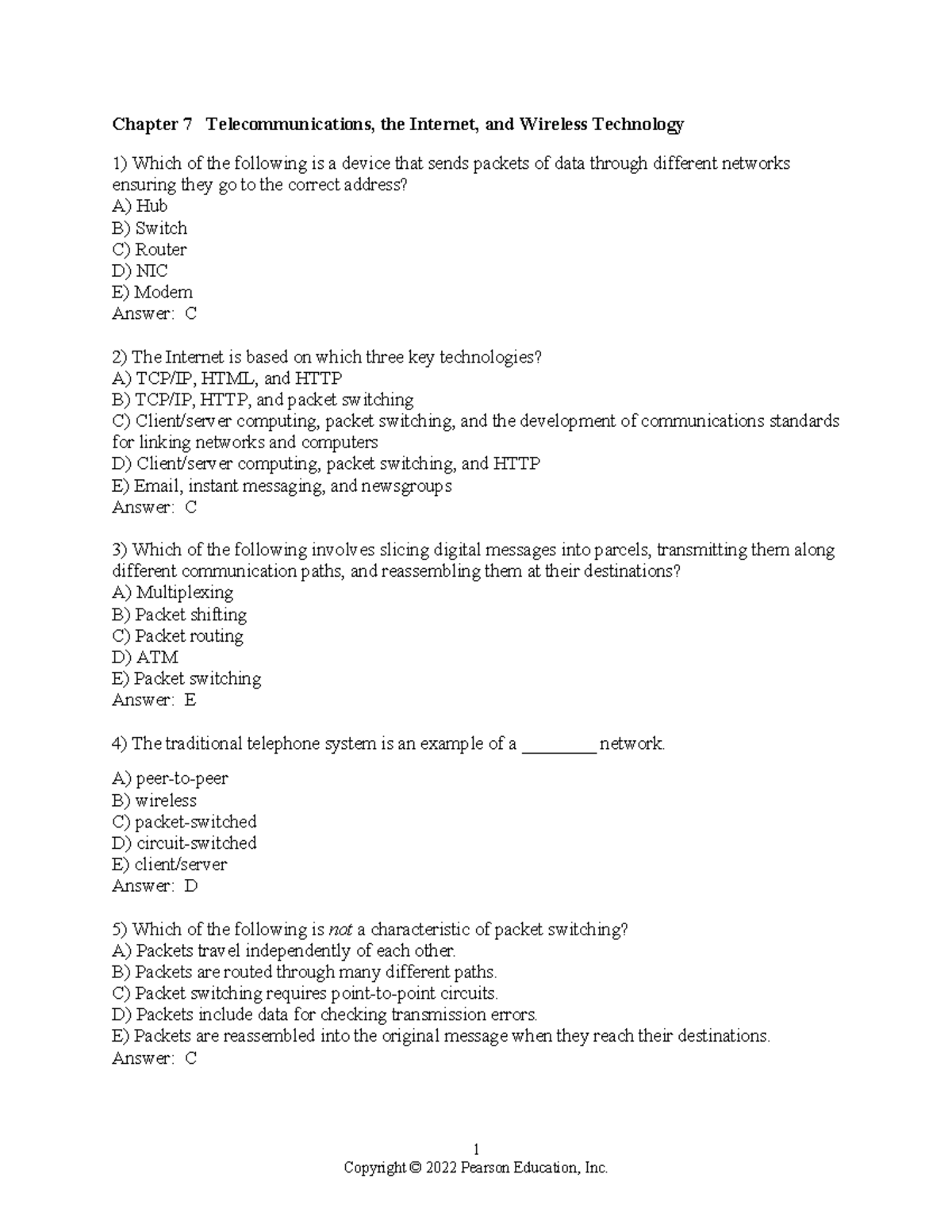 Chapter 7.Practice exercises.answers - Chapter 7 Telecommunications ...
