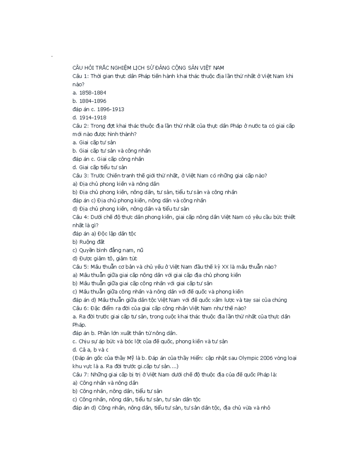 123doc cau hoi trac nghiem lich su dang cong san viet nam co dap an - CÂU HỎI TRẮC NGHIỆM LỊCH ...