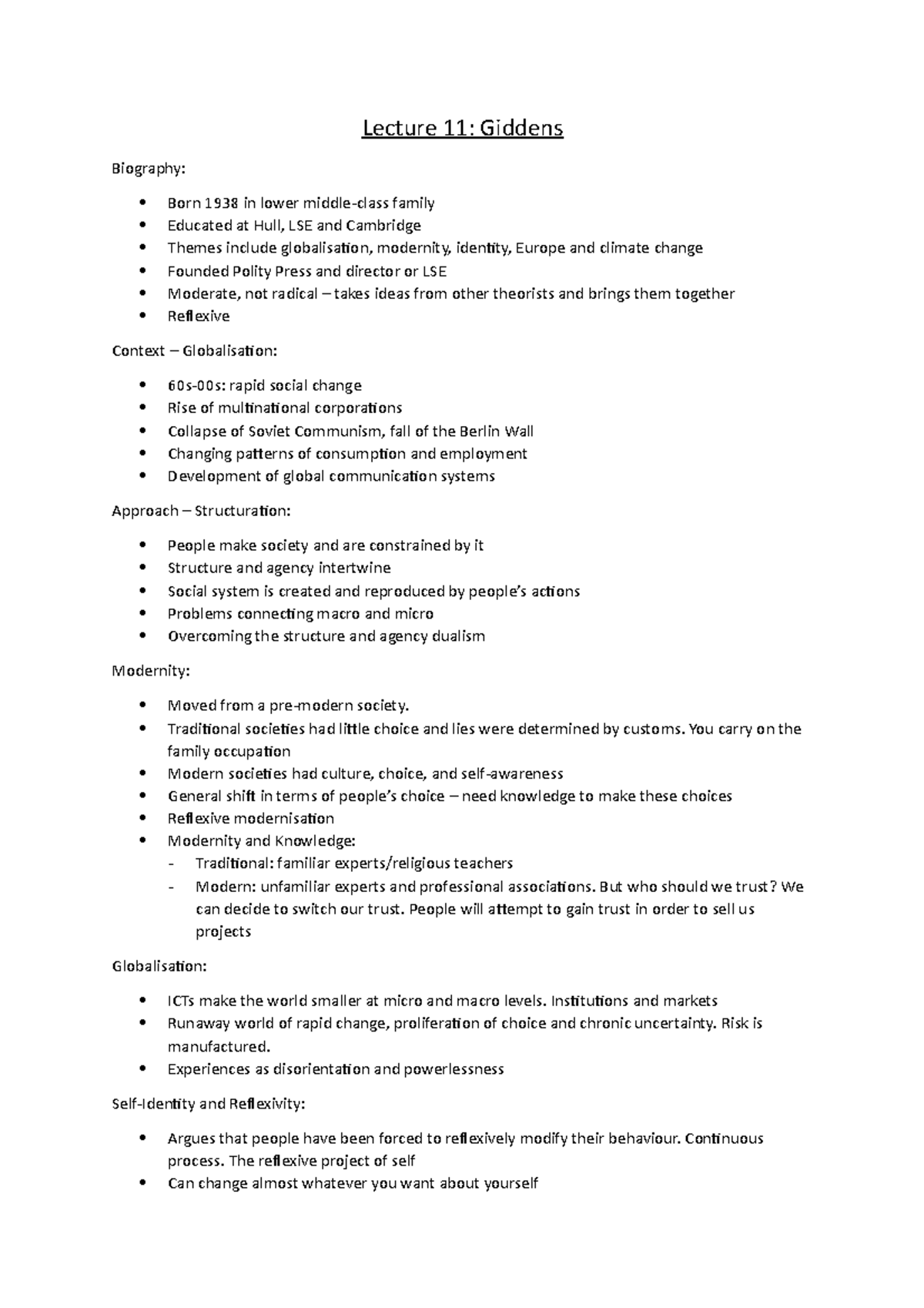 Lecture 11 - Giddens - Part 3 - Lecture 11: Giddens Biography: Born ...