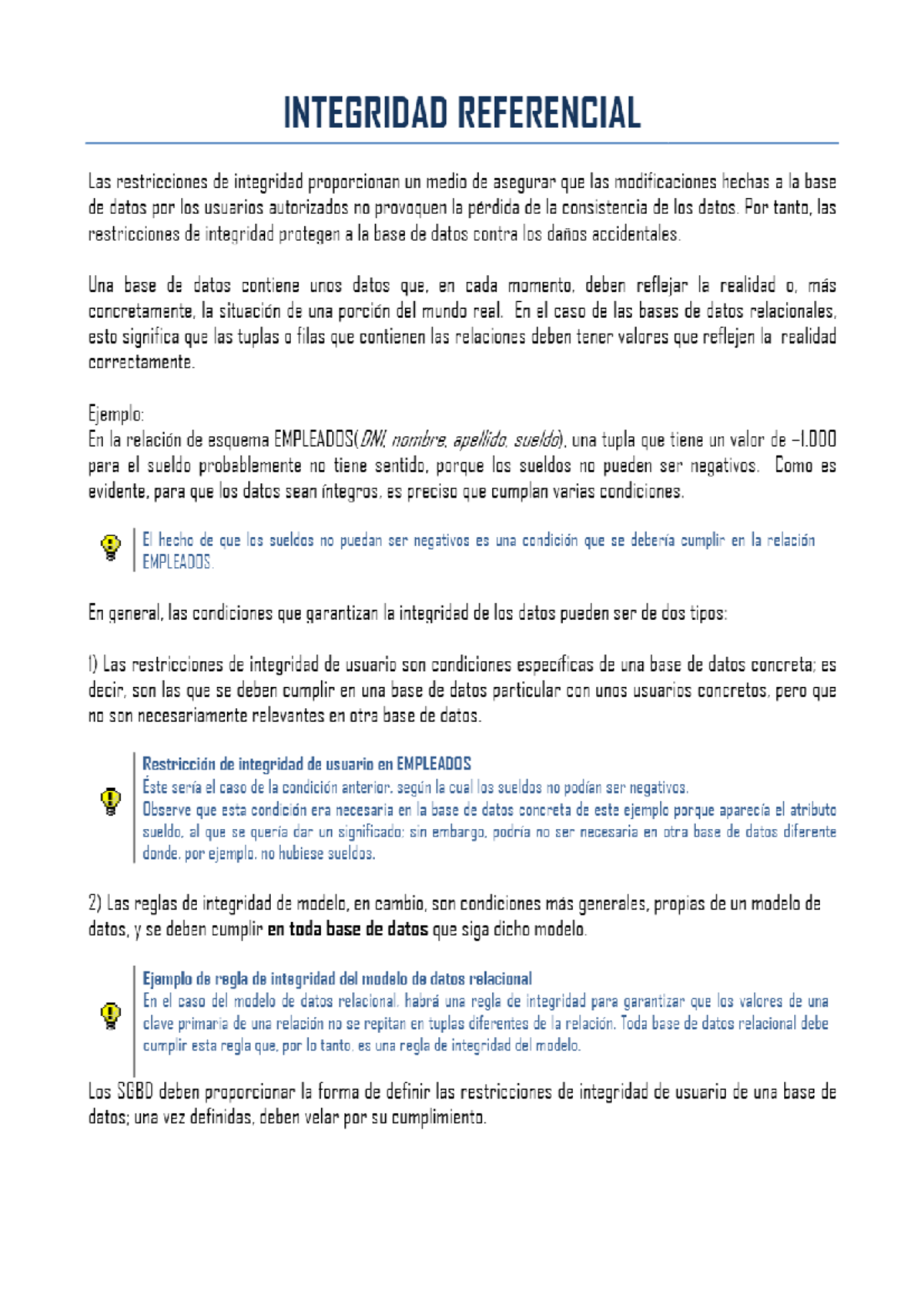 Integridad referencial - Informática - Studocu