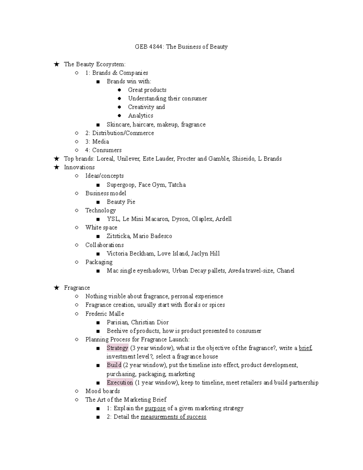 Business of Beauty Notes - GEB 4844: The Business of Beauty ★ The ...