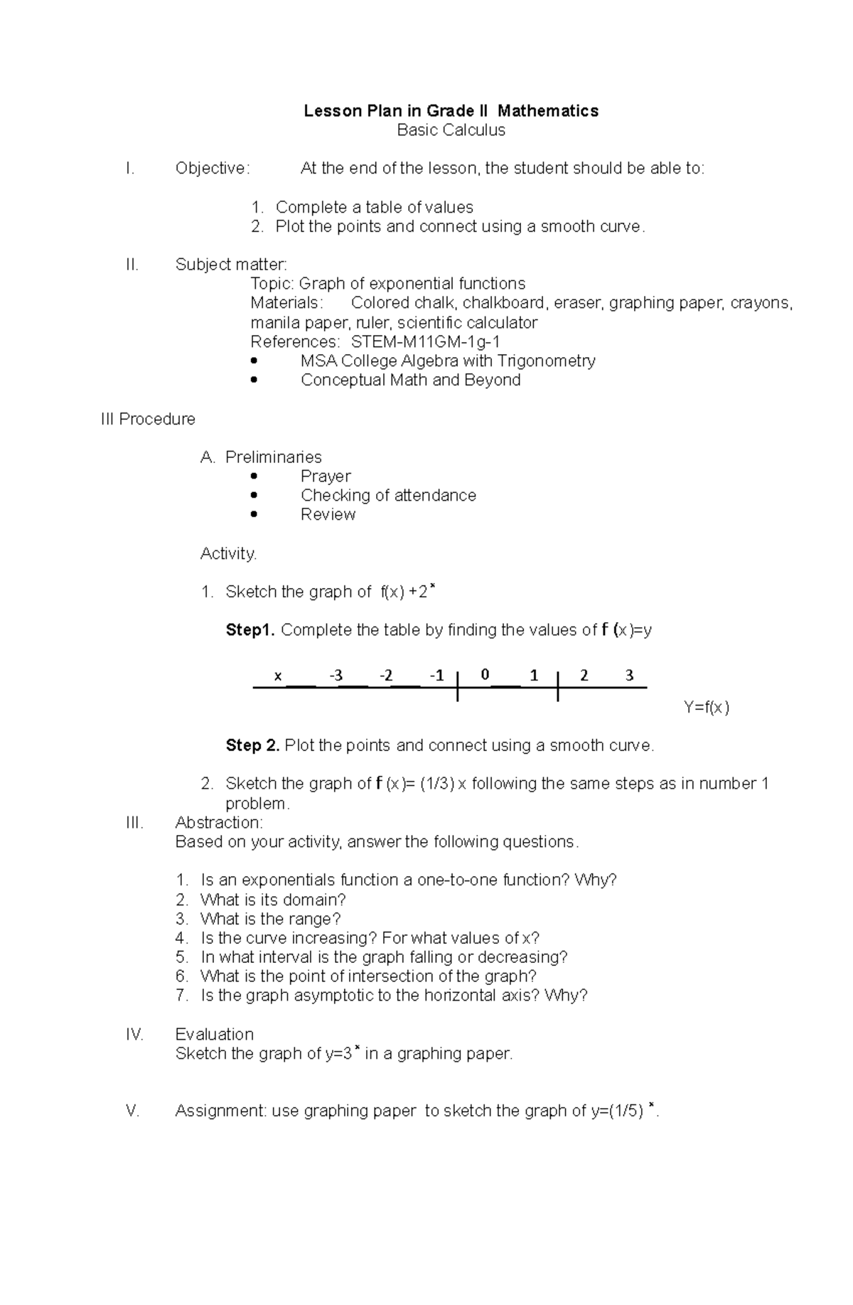 M11GM-1g-1 - Genmath - Lesson Plan in Grade II Mathematics Basic ...
