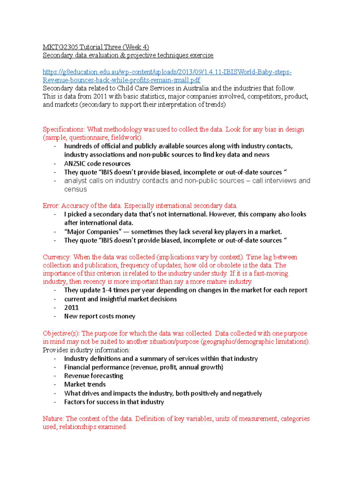 MKTG2305 Tutorial 3 - edu/wp-content/uploads/2013/09/1.4.11-IBISWorld ...