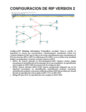Práctica RIP V2 - clase - CONFIGURACION DE RIP VERSION 2 Configurar RIP (Routing Information ...