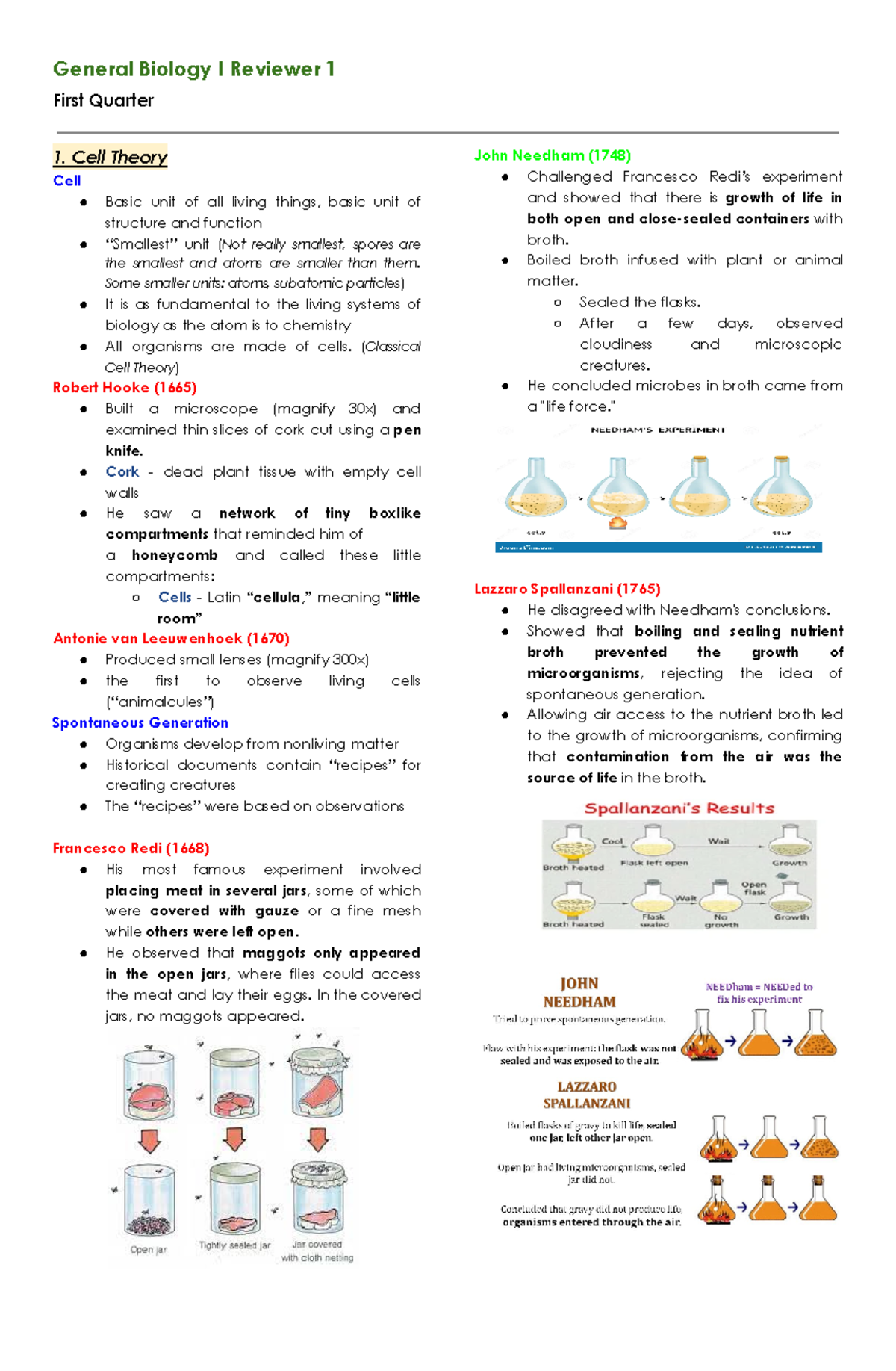 GEN BIO REV 1ST Summative Revised - General Biology I Reviewer 1 First ...