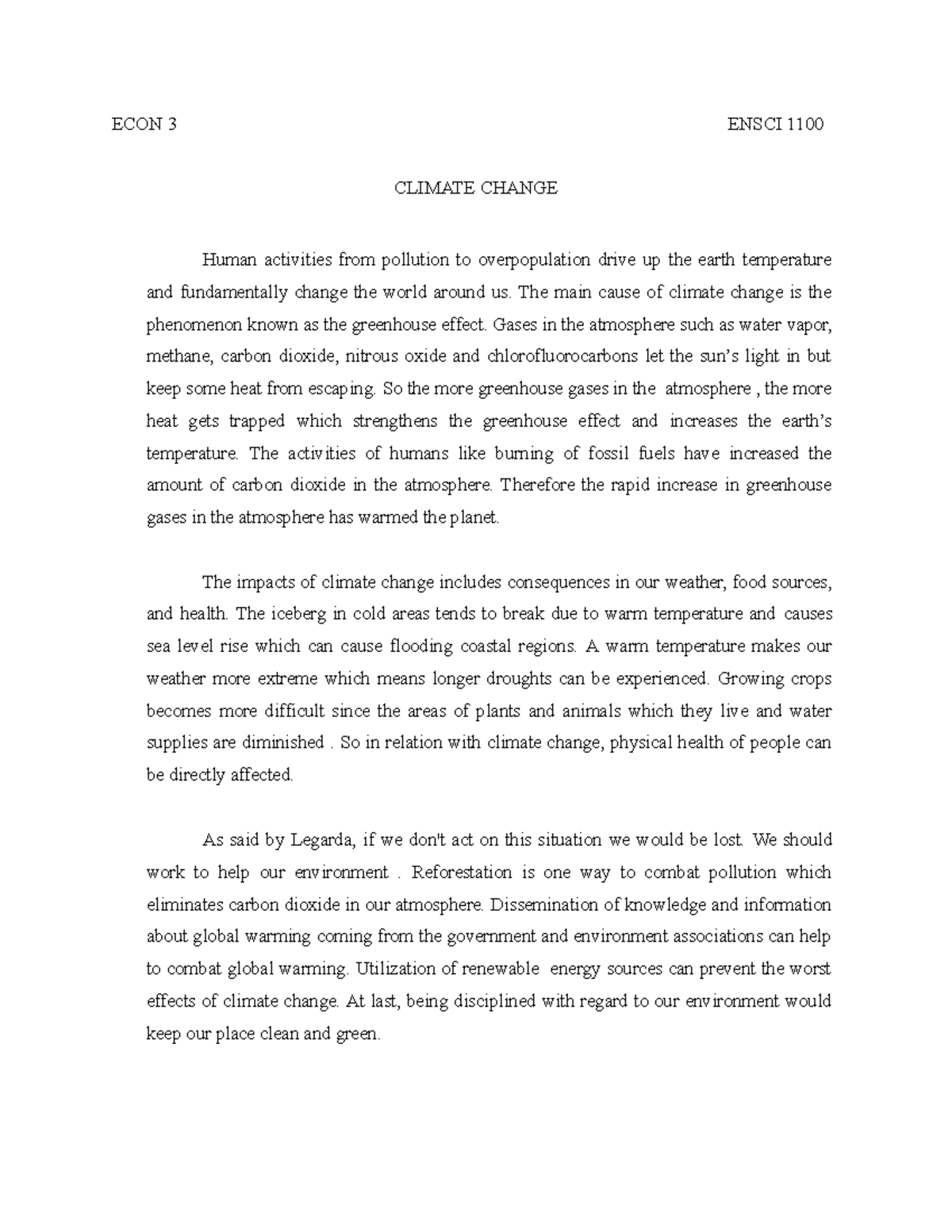 3. Learning Task 3.1 Climate Change - ECON 3 ENSCI 1100 CLIMATE CHANGE ...