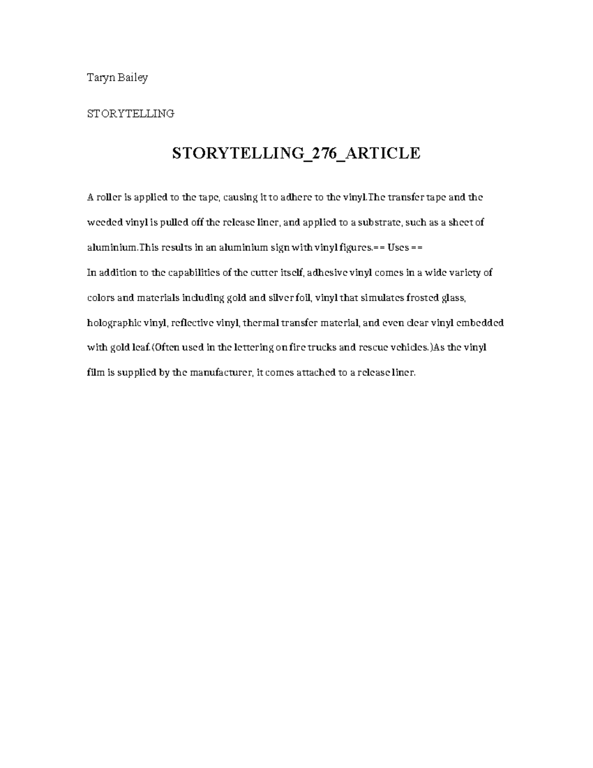 Storytelling 276 Article - Taryn Bailey STORYTELLING STORYTELLING_276 ...