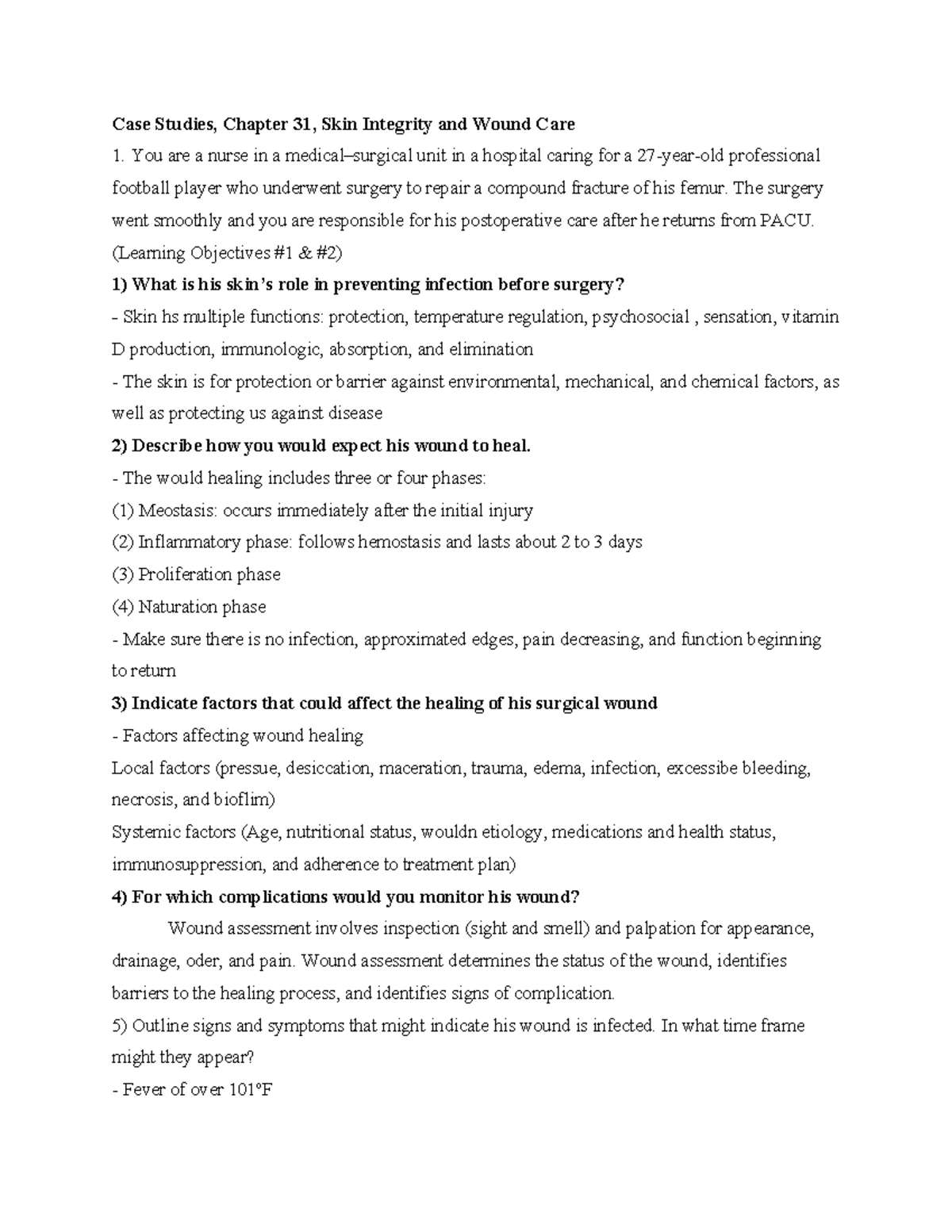 Skin - Assignment - Case Studies, Chapter 31, Skin Integrity and Wound ...