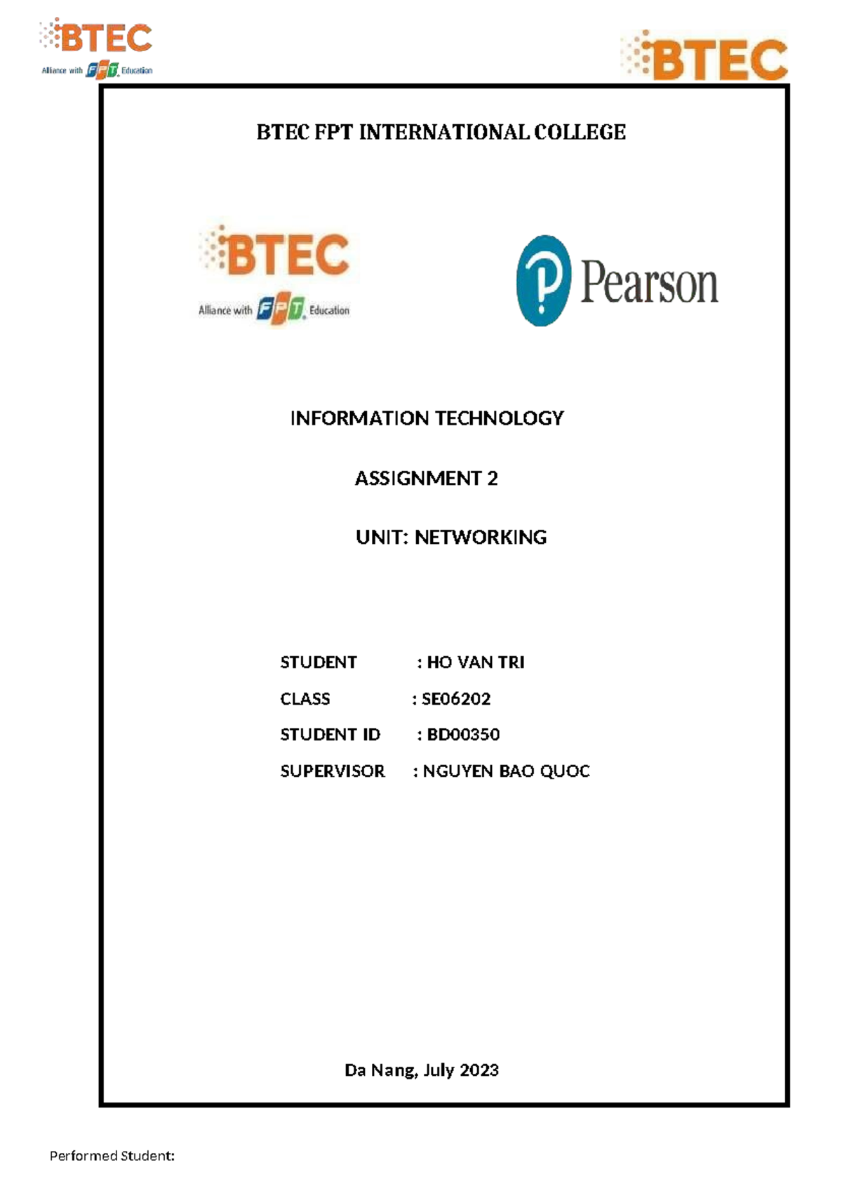 Success-4 trí - ưa c - Performed Student: BTEC FPT INTERNATIONAL ...