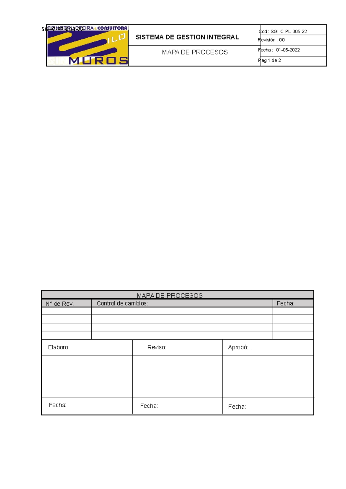 MAPA DE Procesos - SSS - MAPA DE PROCESOS SGI-C-PR-003- MAPA DE ...