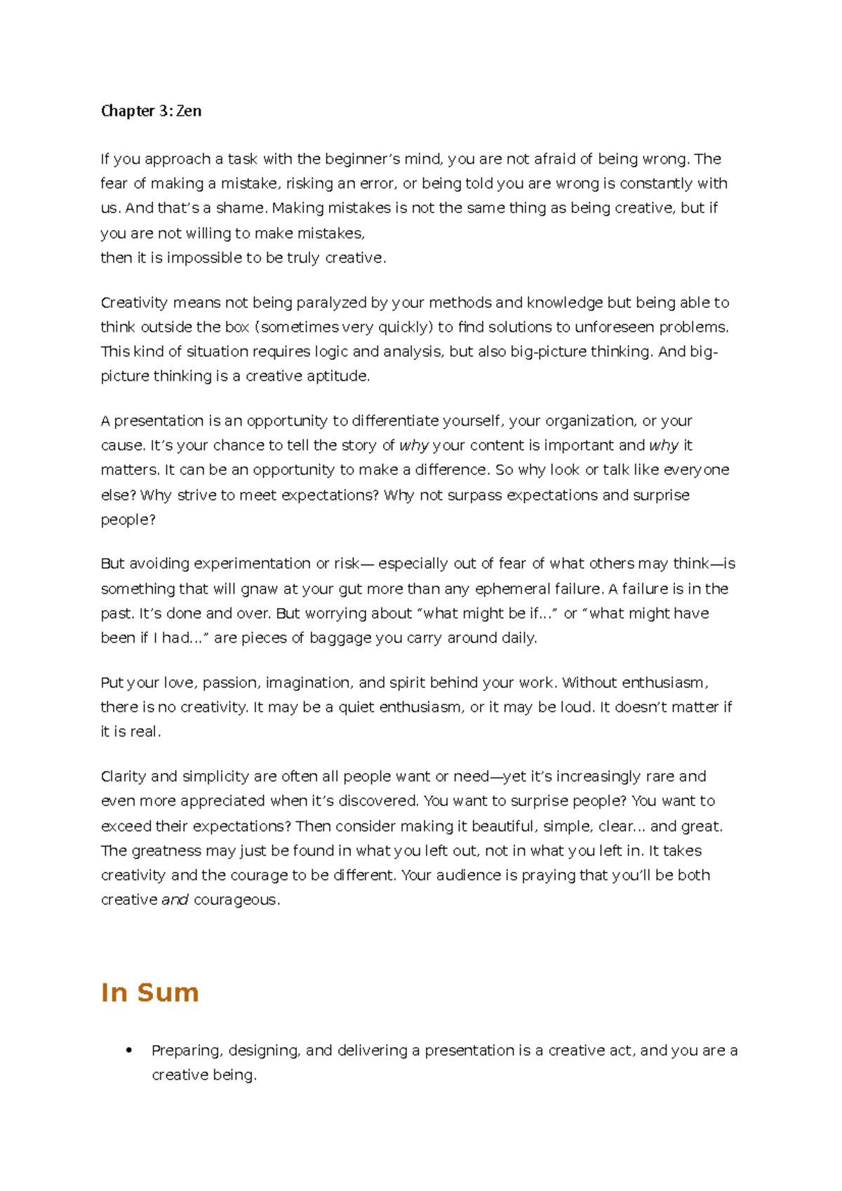 Chapter 3 ZEN - Presentation Zen - Chapter 3: Zen If you approach a ...