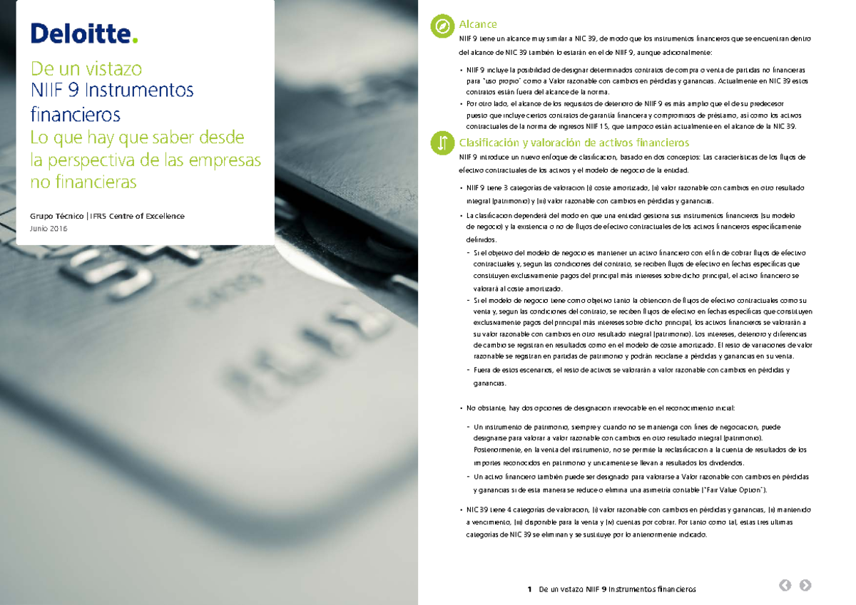 Deloitte ES Auditoria niif9 resumen - 1 De un vistazo NIIF 9 ...