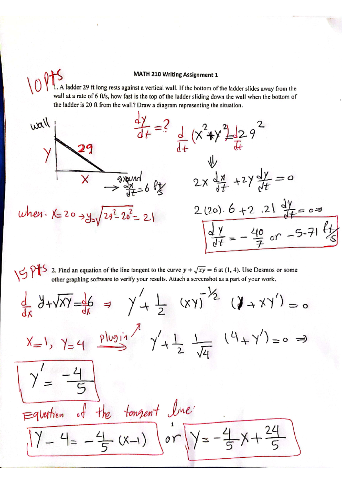 Writing Assignment 1 Answer Key - lopts MATH 210 Writing Assignment 1 1 ...