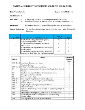 MATH-243- Vector Calculus Syllabus - National University of Sciences ...