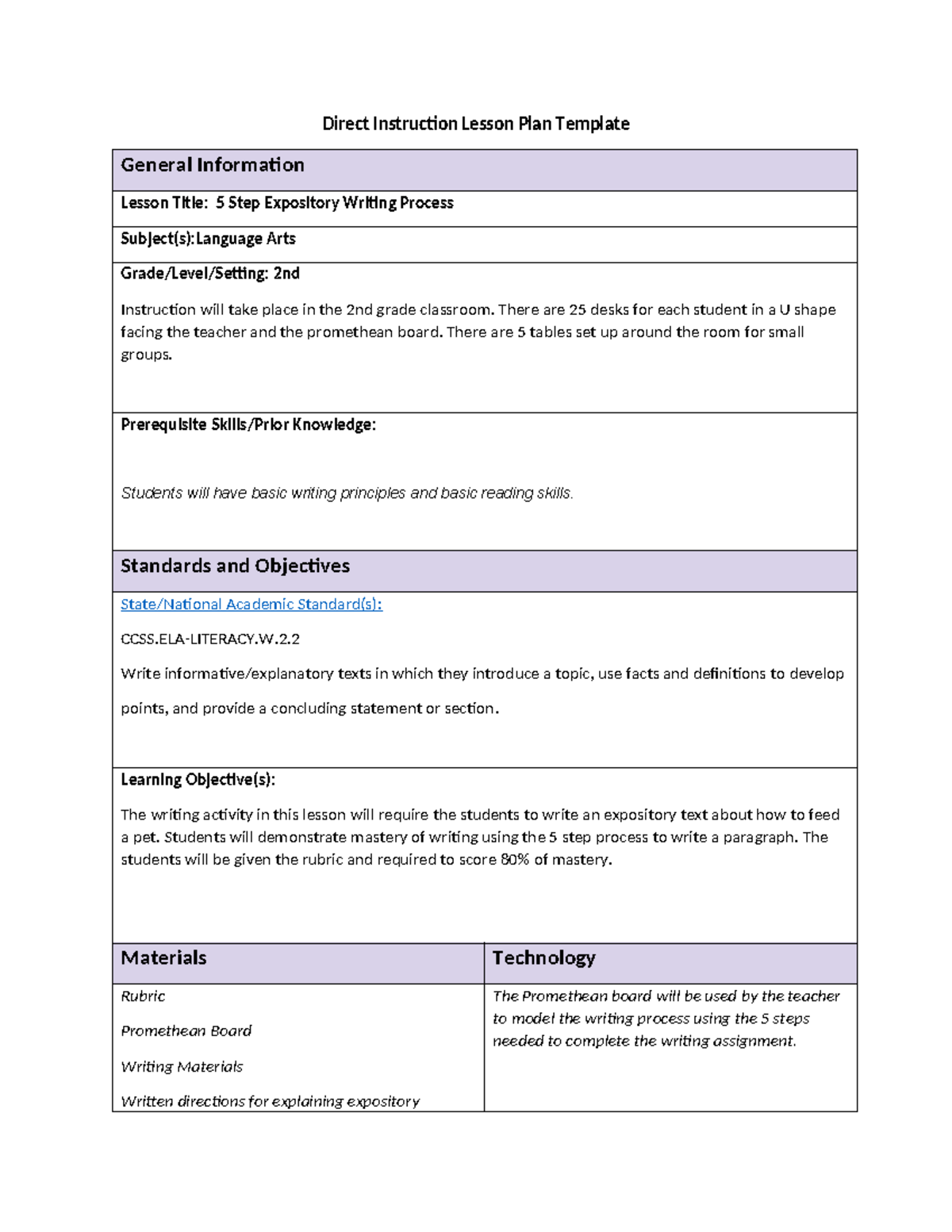 Direct Instruction Lesson Plan Template 2 16 22 - Direct Instruction ...