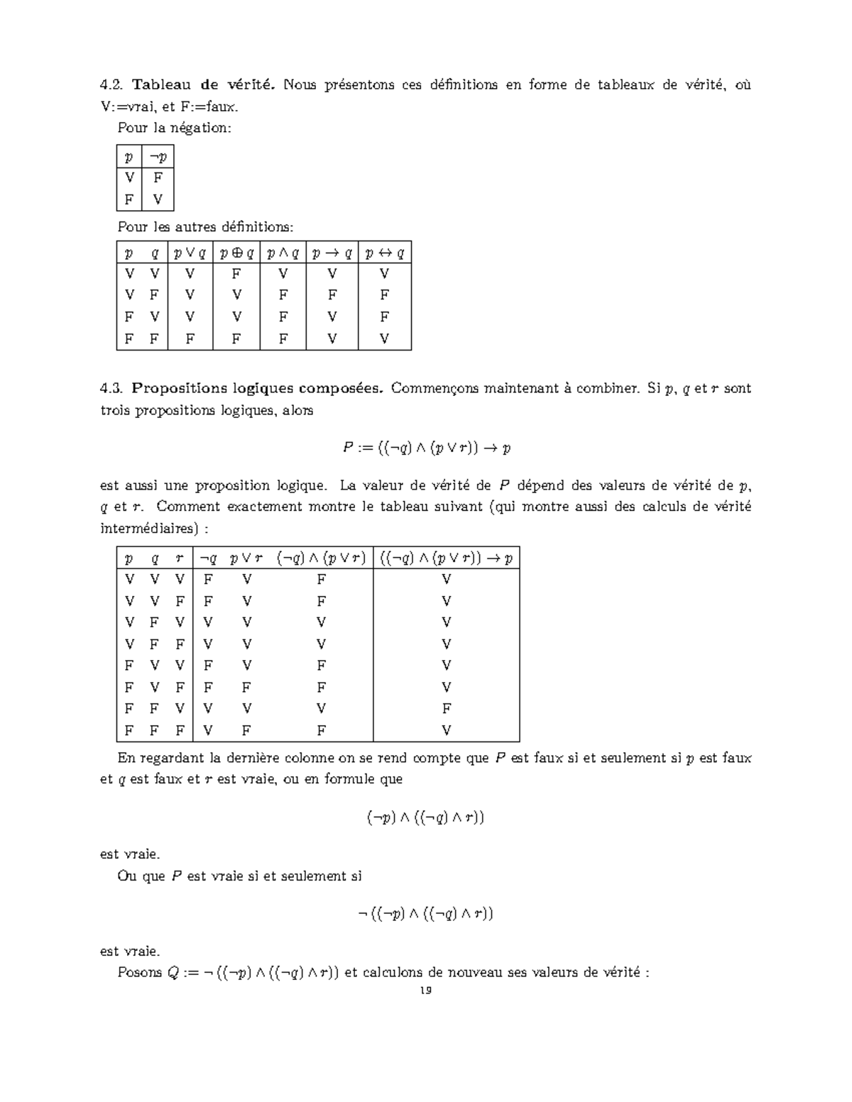 MAT1500Notes 3 - Notes - Tableau de vérité. Nous présentons ces ...