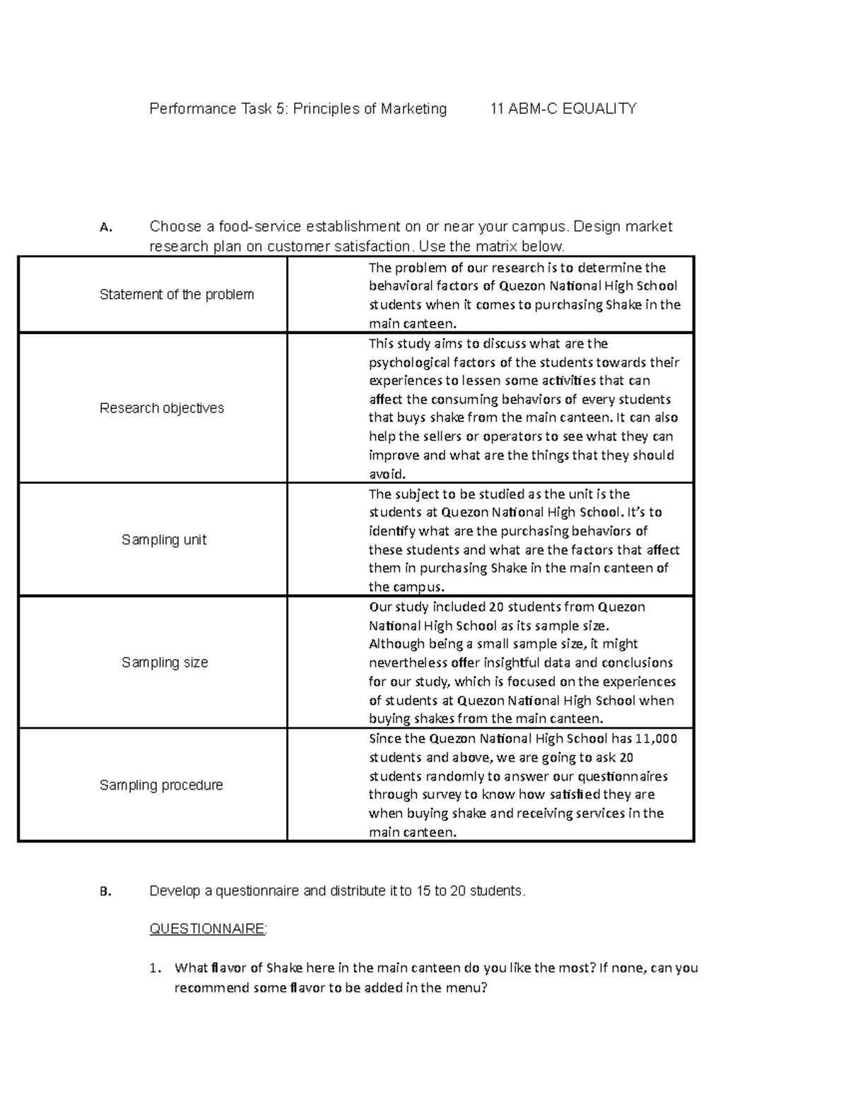 PT 5 PM Marketing Research - Performance Task 5: Principles of ...