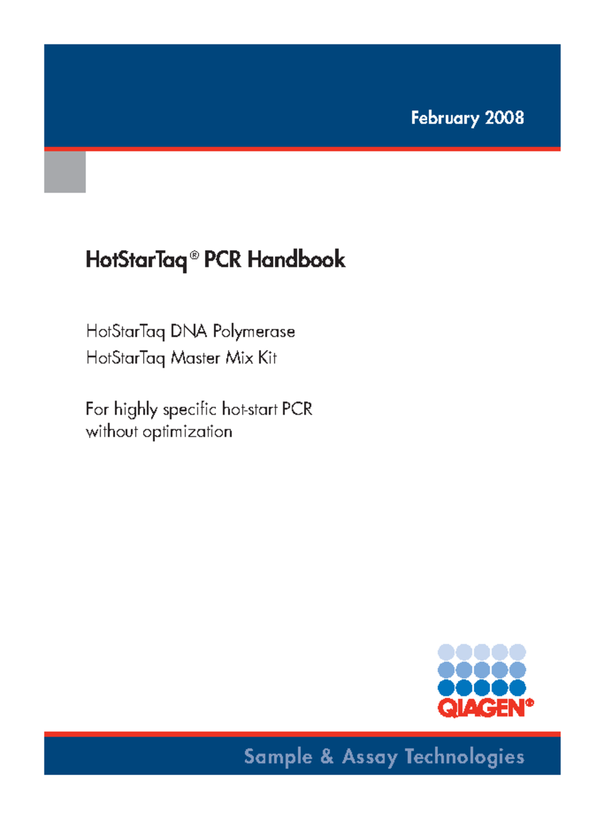 Hot Star Taq PCR Handbook - HotStarTaq ® PCR Handbook HotStarTaq DNA ...
