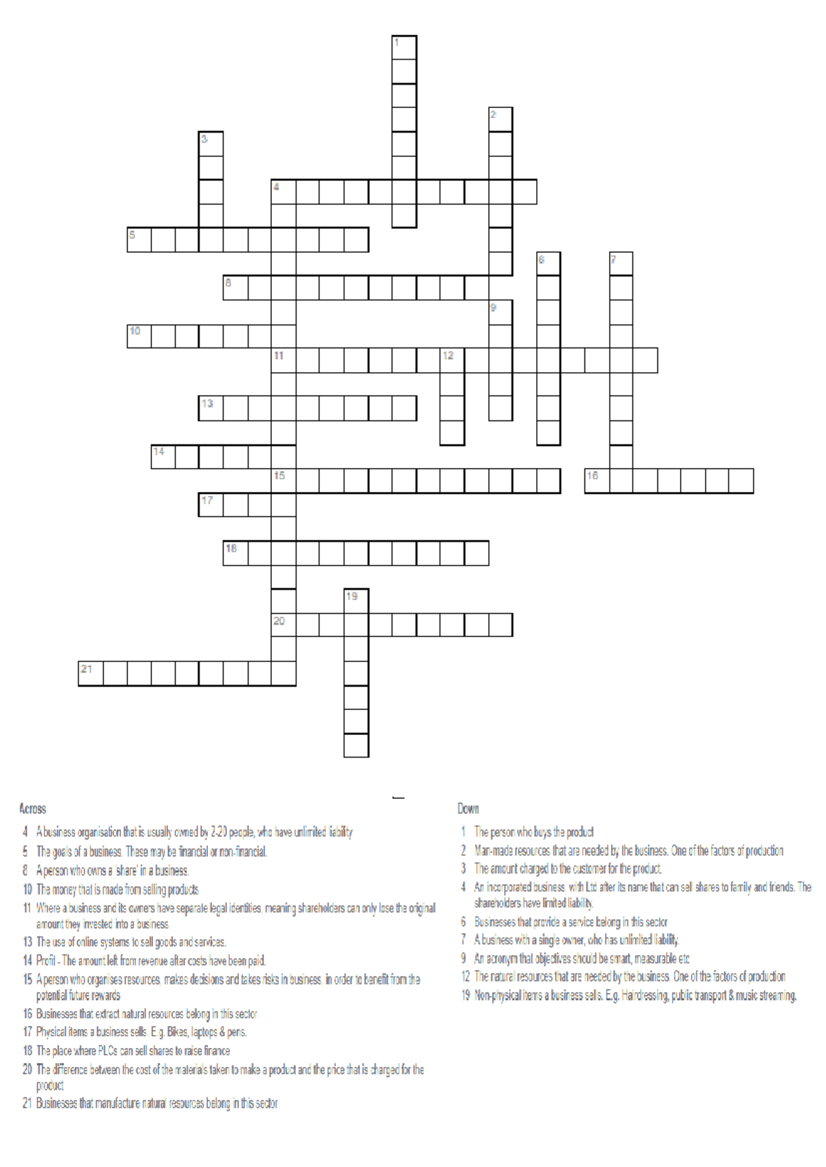 GCSE crossword - Studocu