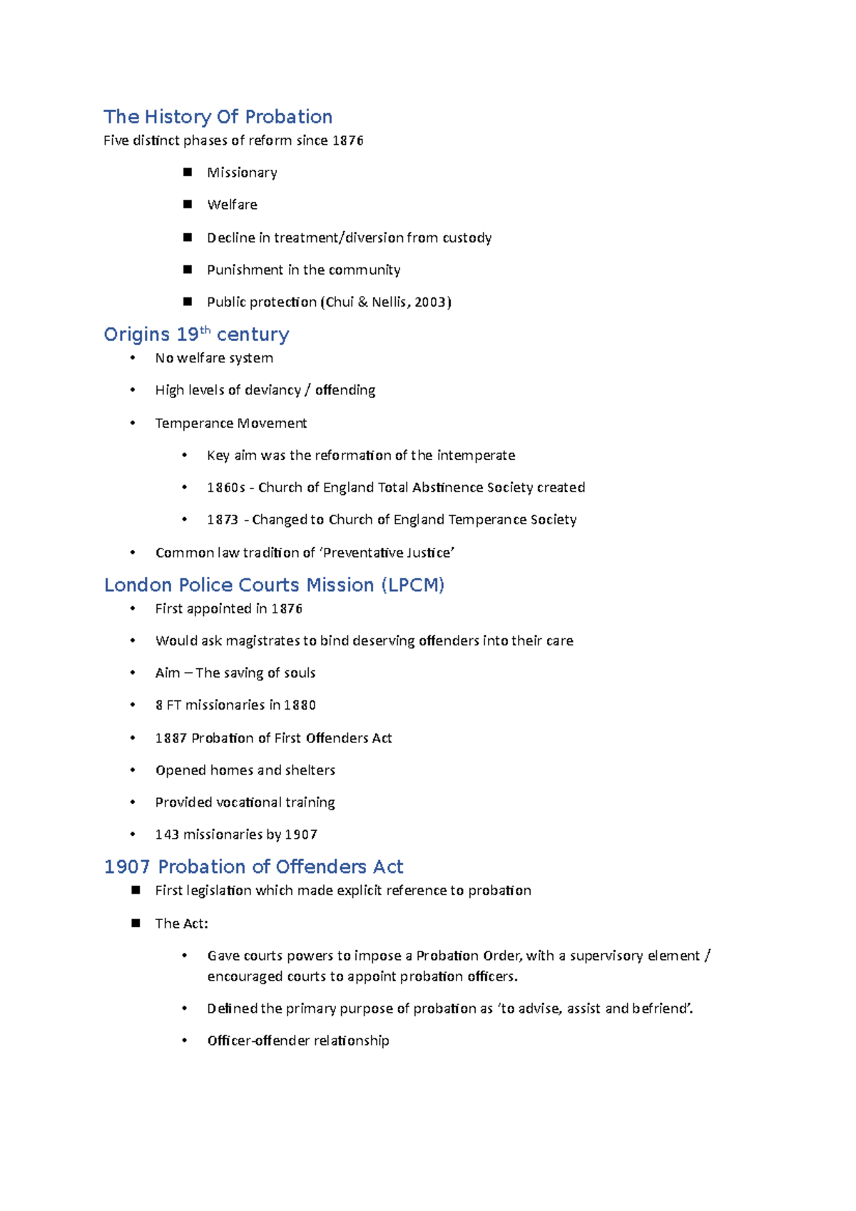 The History Of Probation - Defined the primary purpose of probation as ...