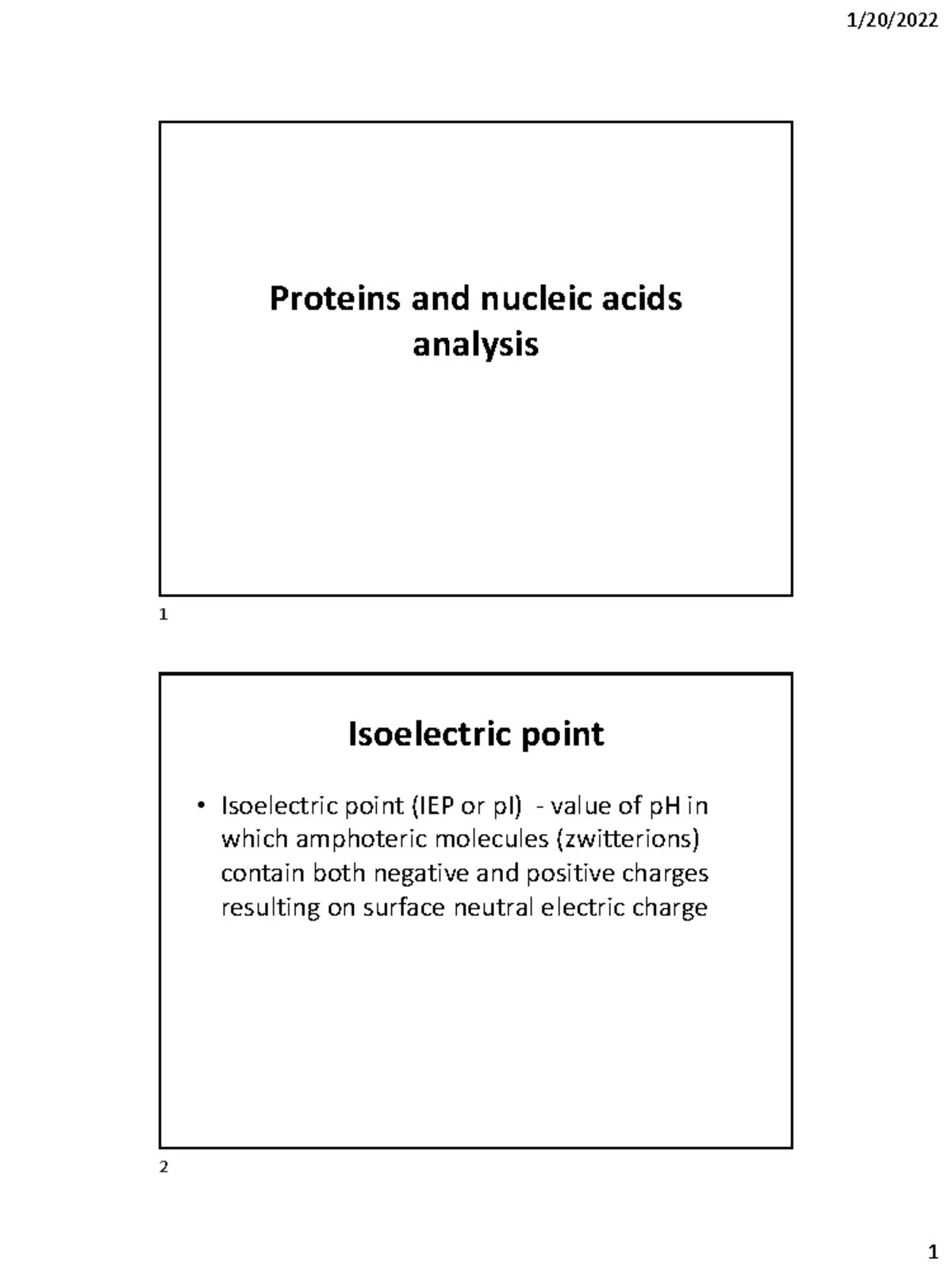 Lecture 5 - Notes - Proteins and nucleic acids analysis Isoelectric ...