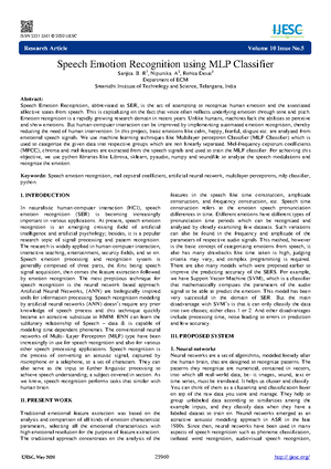 Speech Emotion Recognition Using MLP Classifier - Copyright: © the author(s), publisher and ...