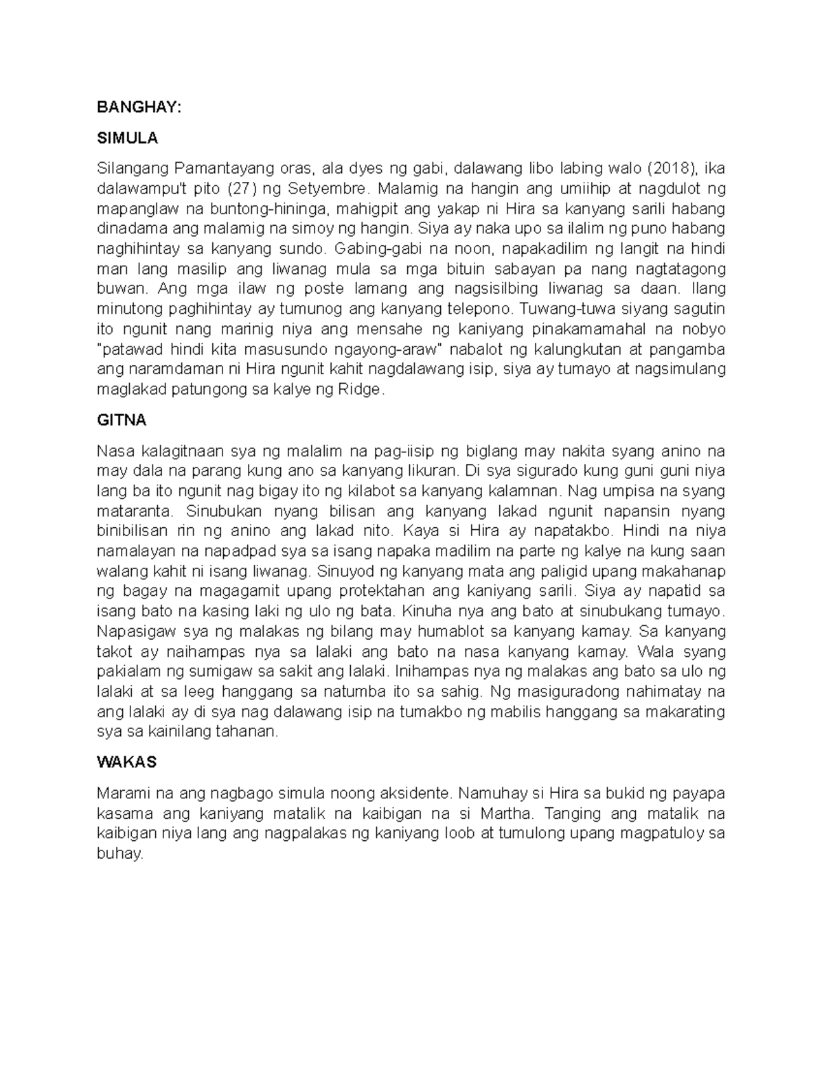 Banghay - notes - BANGHAY: SIMULA Silangang Pamantayang oras, ala dyes ...