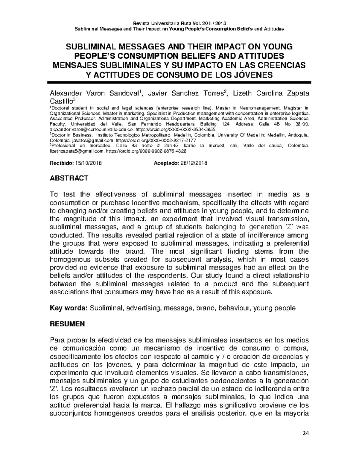 Journal Article - Subliminal Messages and Their Impact nn Young People ...