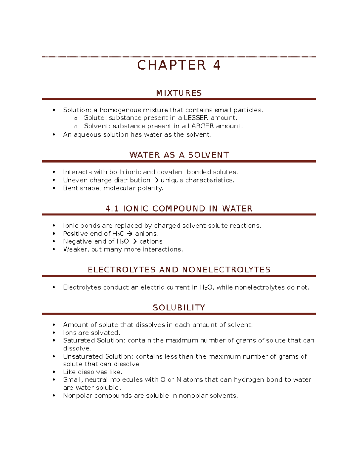 Ch 4 - Mixtures and Reactions - C H A P T E R 4 MIXTURES Solution: a ...