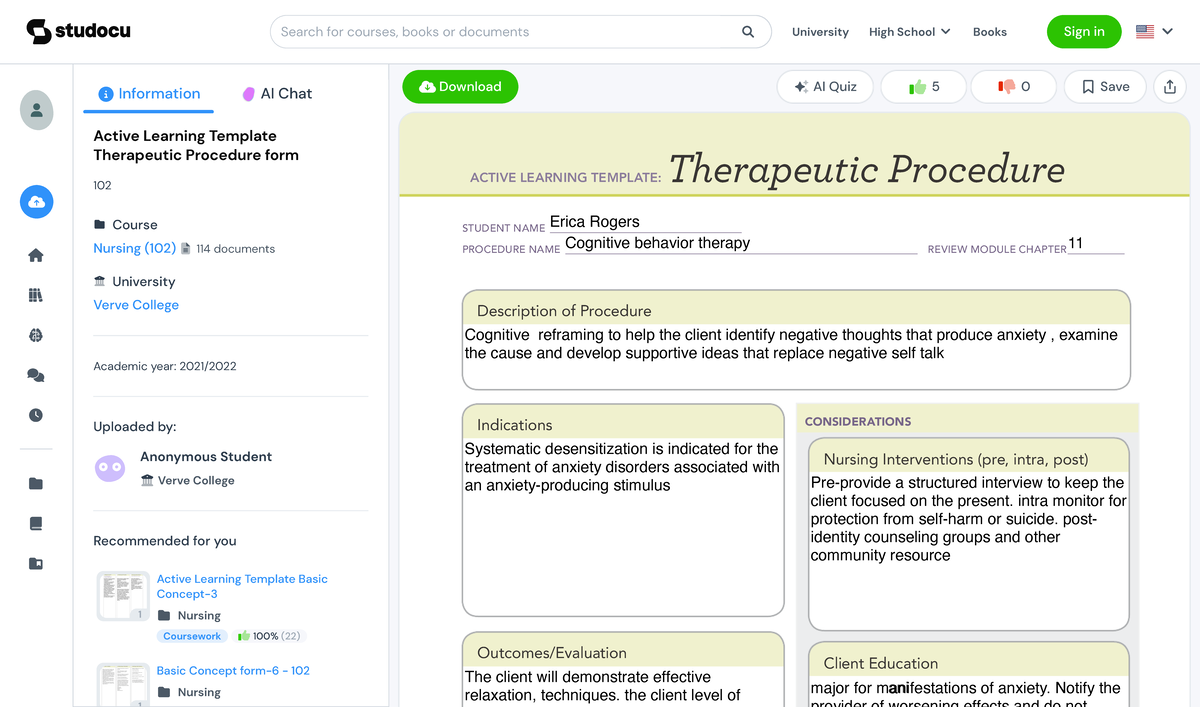 Active Learning Template Therapeutic Procedure form - Active Learning ...
