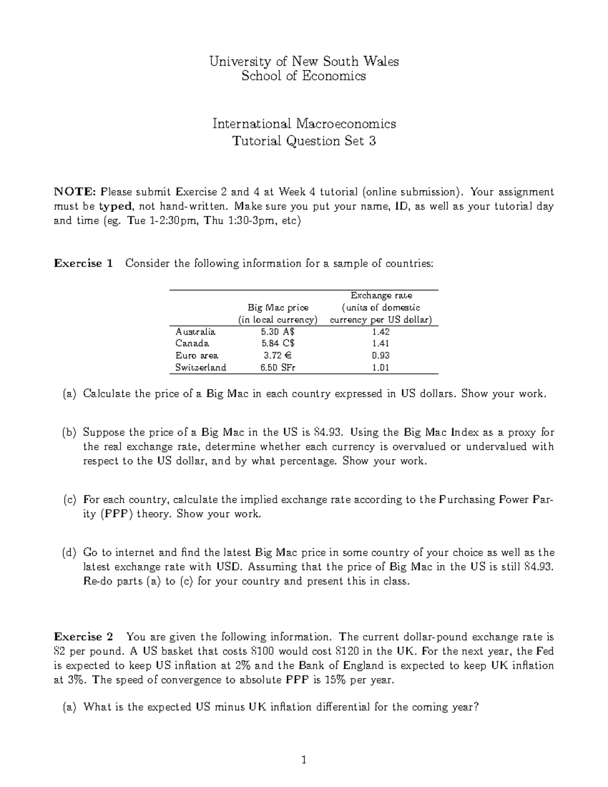 Tutorial Set 3 - Week 3 Tute Questions - University of New South Wales ...