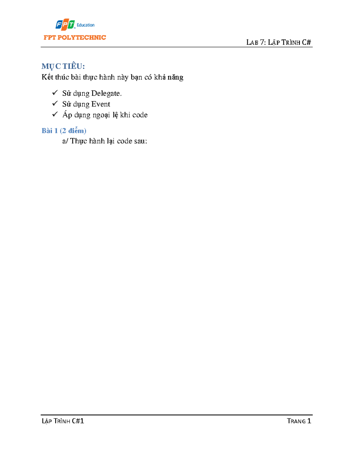NET101 - Lab7 - lab7 - MỤC TIÊU: Kết thúc bài thực hành này bạn có khả ...
