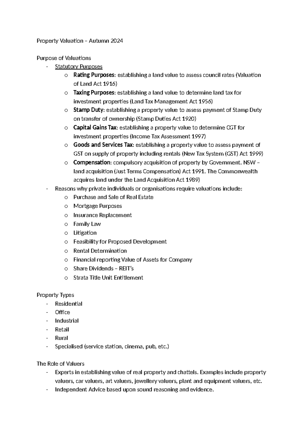 Property Valuation - NSW – land acquisition (Just Terms Compensation ...