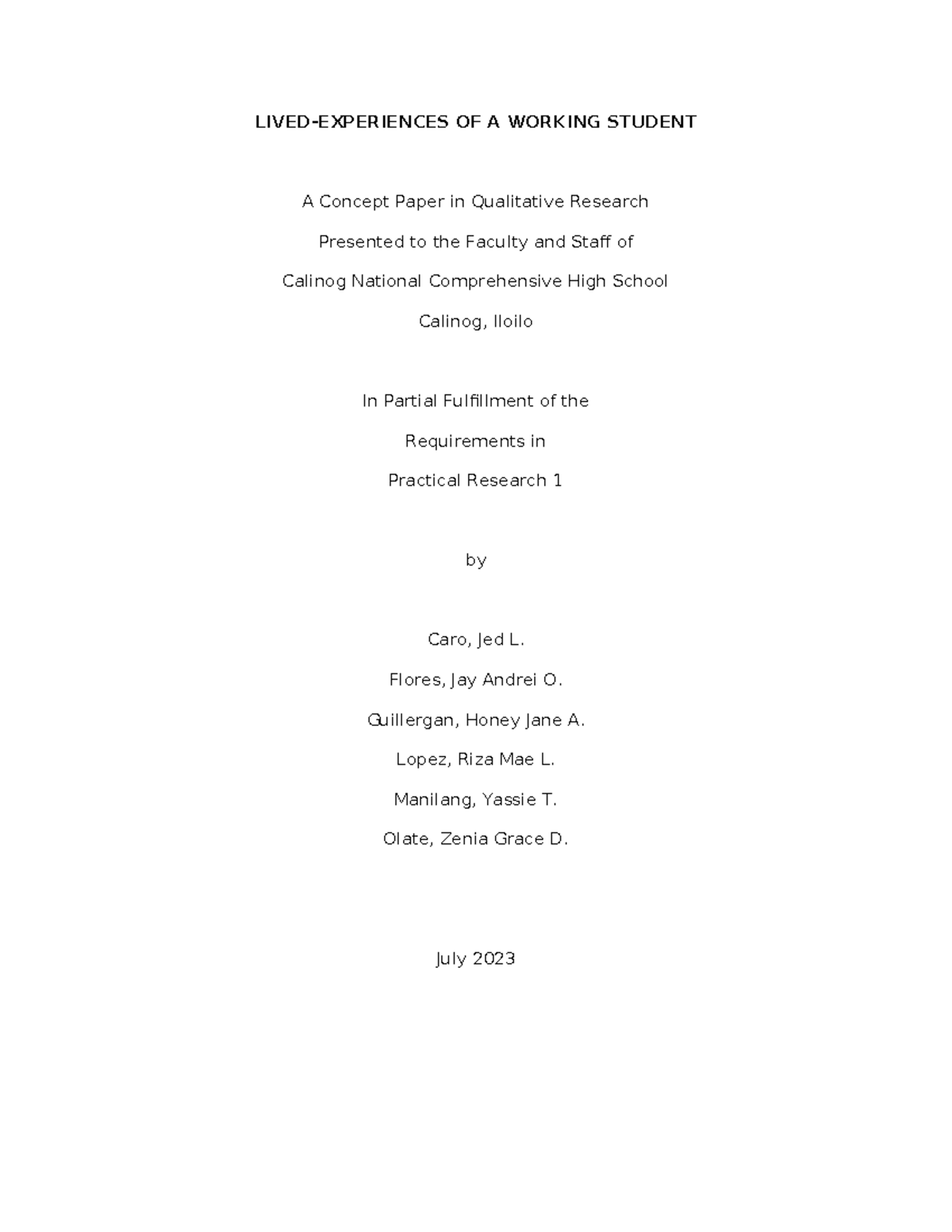 Title-Page - Title page - Criminal Justice - LIVED-EXPERIENCES OF A ...