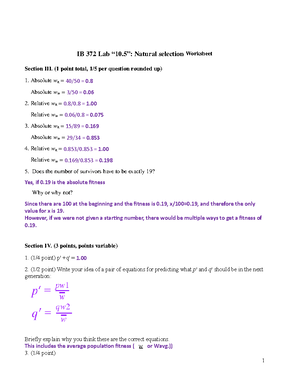 Lab 10 write-up - Lab 10 write-up - IB 372 Evolution Lab 10 ...