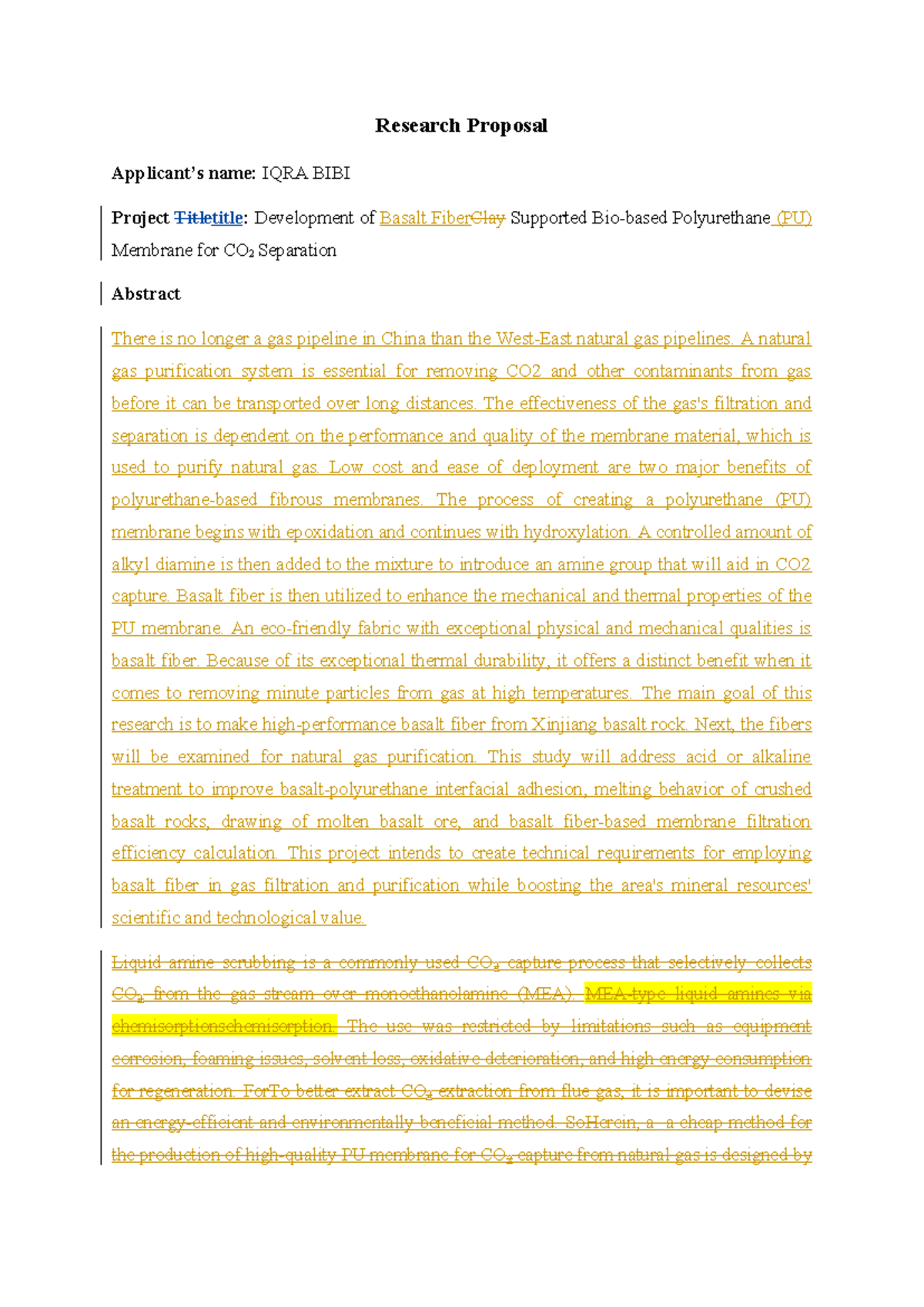 Research Proposal by Iqra Bibi r - Research Proposal Applicant’s name ...